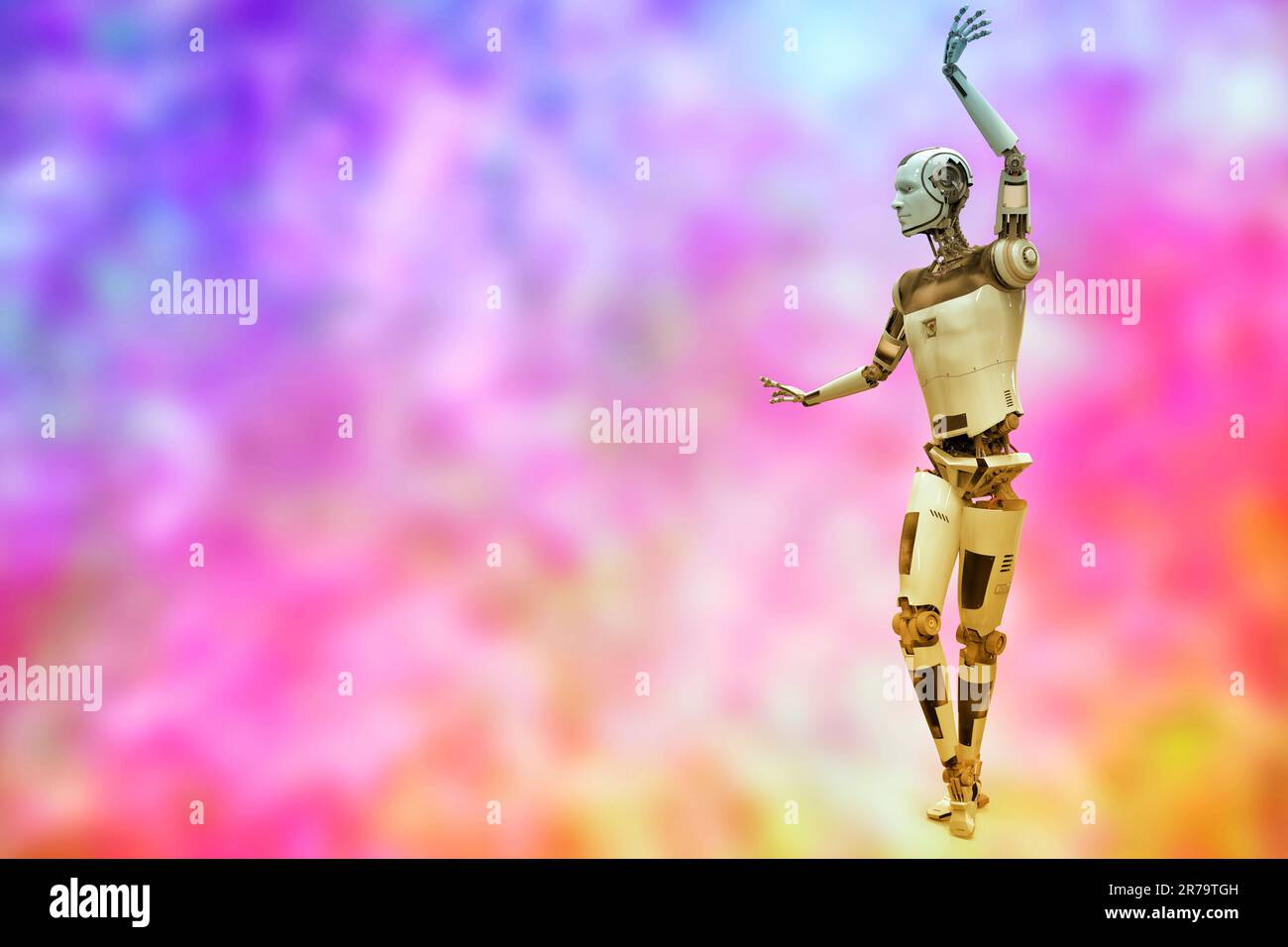 Robot ballet dancer, 3D illustration. Dancing humanoid robot. Android ...