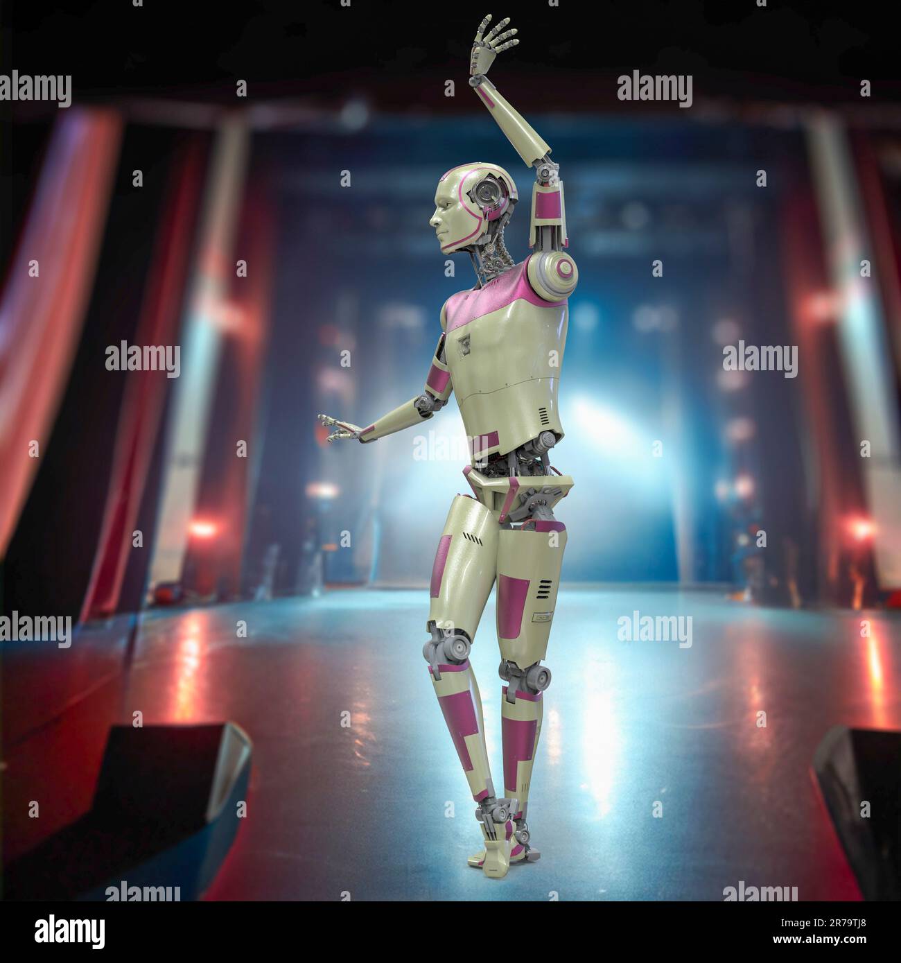 Robot ballet dancer, 3D illustration. Dancing humanoid robot. Android ...