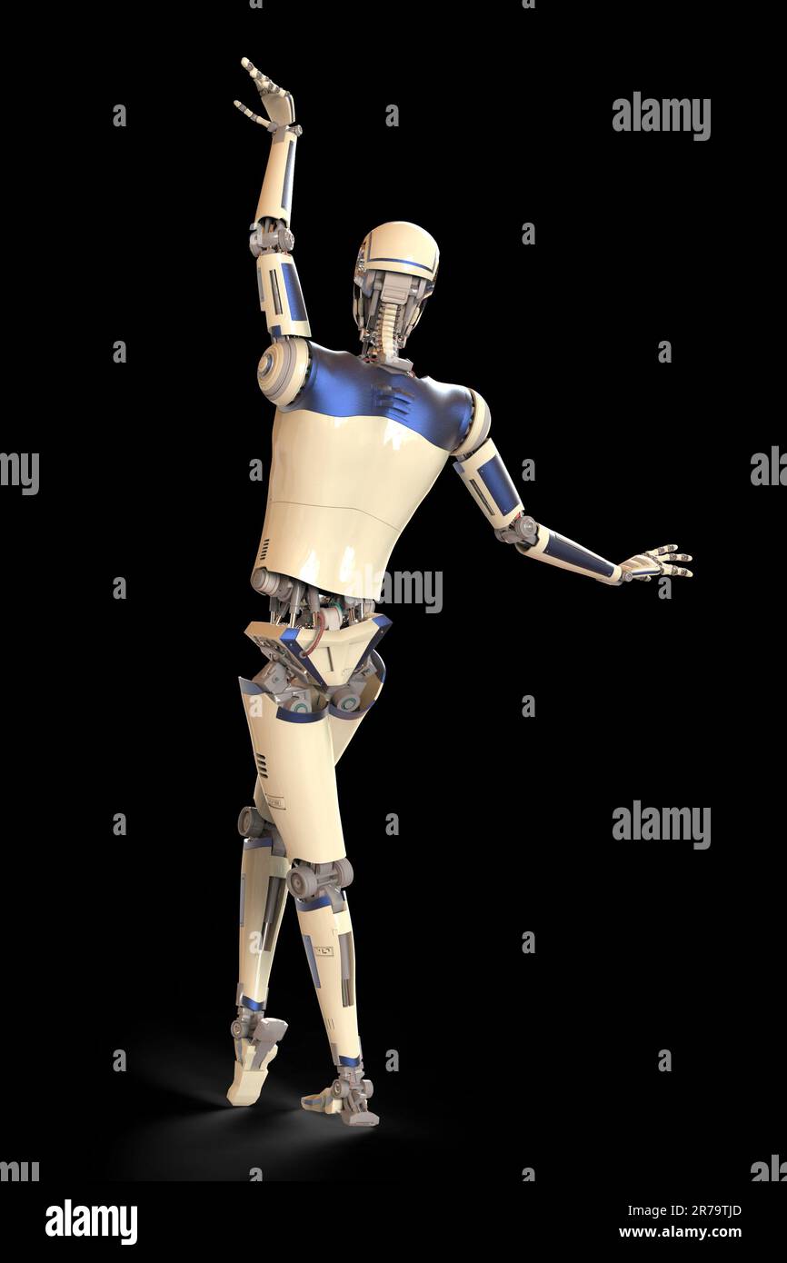 Robot ballet dancer, 3D illustration. Dancing humanoid robot. Android ...