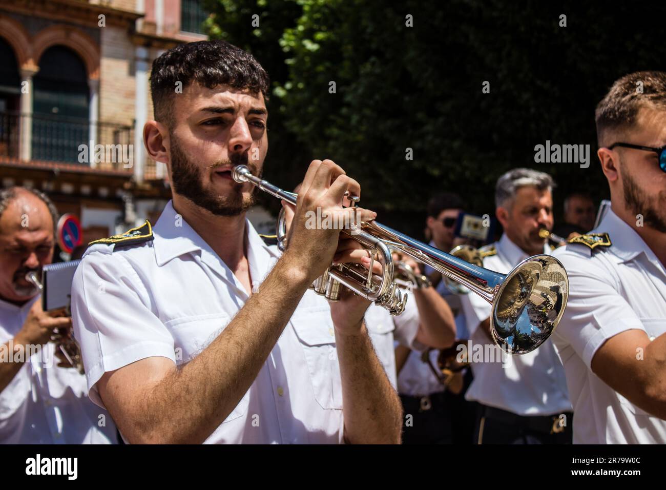 Music band participating at the Corpus Christi procession, an age-old ...