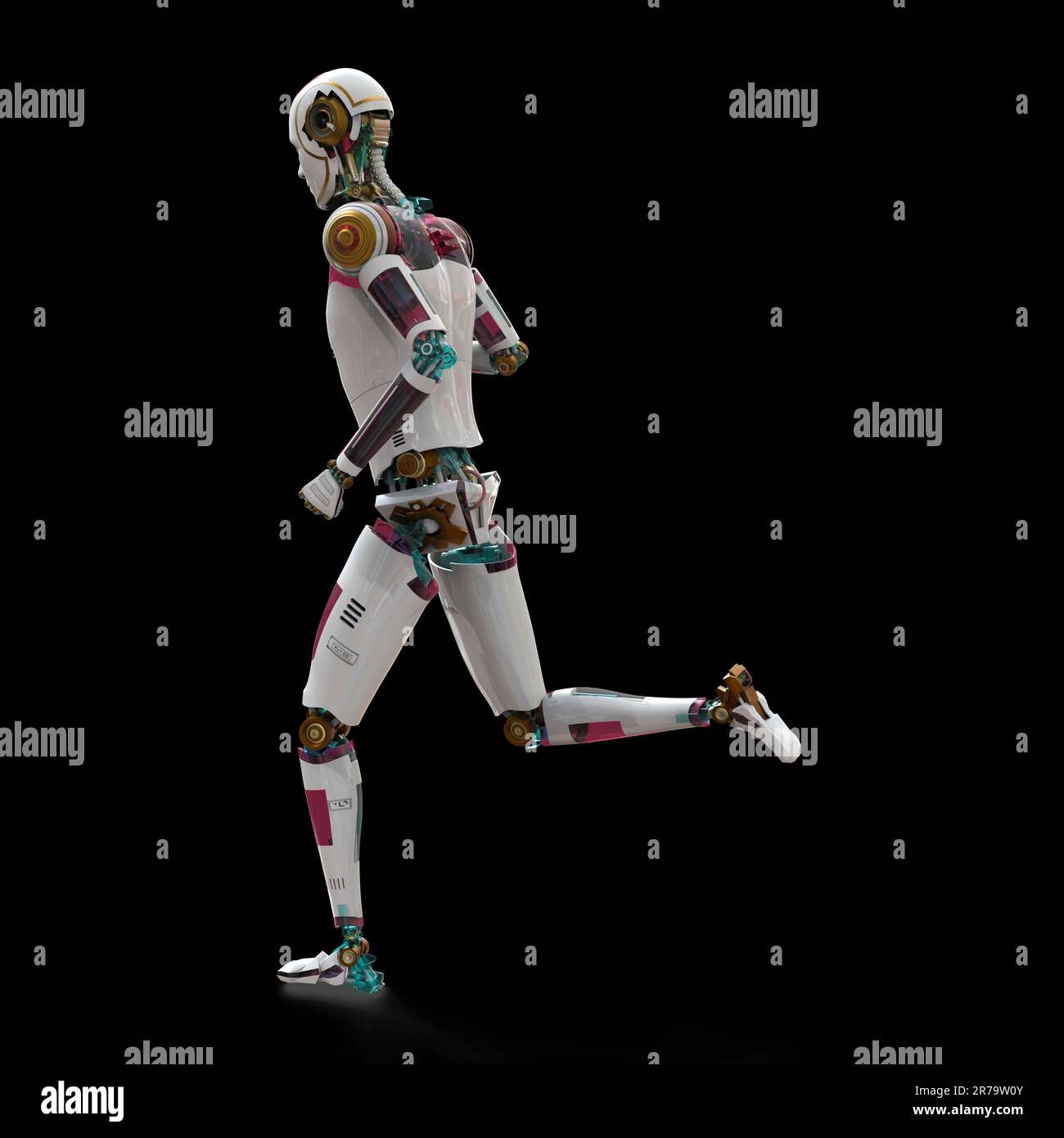 Running humanoid robot, 3D illustration. Artificial intelligence in ...