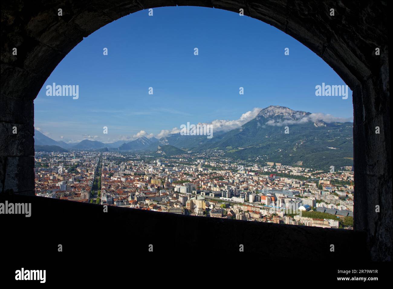 GRENOBLE, FRANCE, June 12, 2023 : The city as seen through a frame from ...