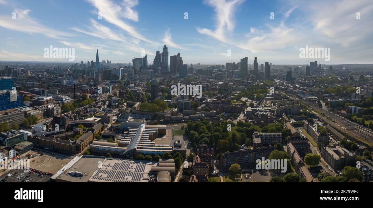 An aerial view of trains in London near Liverpool Station Stock Photo ...