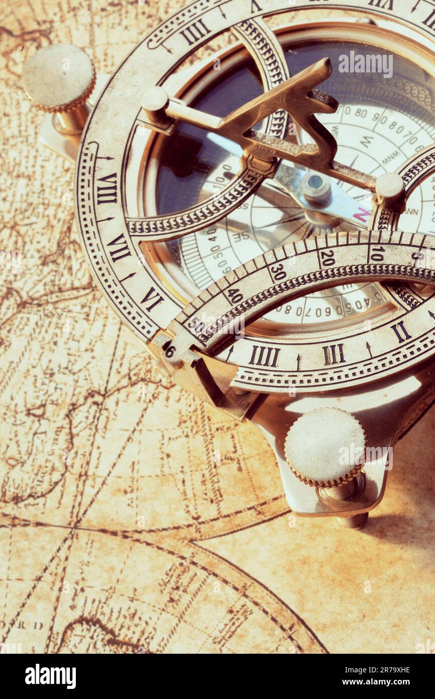 Old compass over ancient map Stock Photo - Alamy