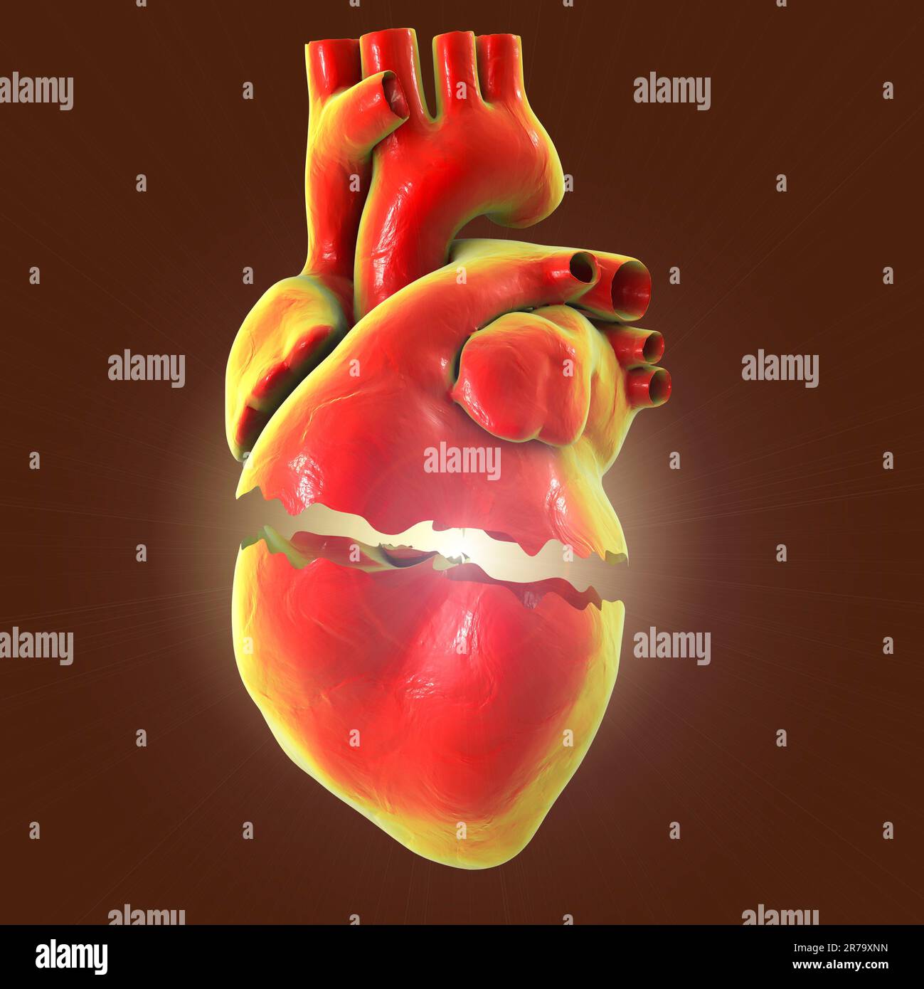 Realistic broken heart, separation and divorce concept, 3D illustration ...