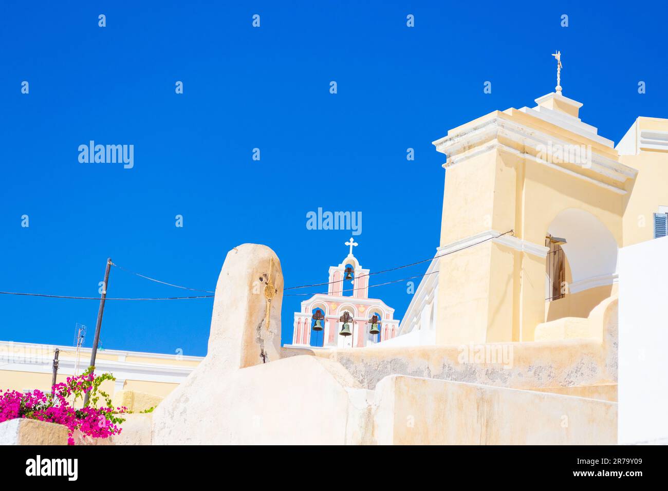 Belfry towers of Catholic Monastery of Dominican Sisters Fira-capital ...