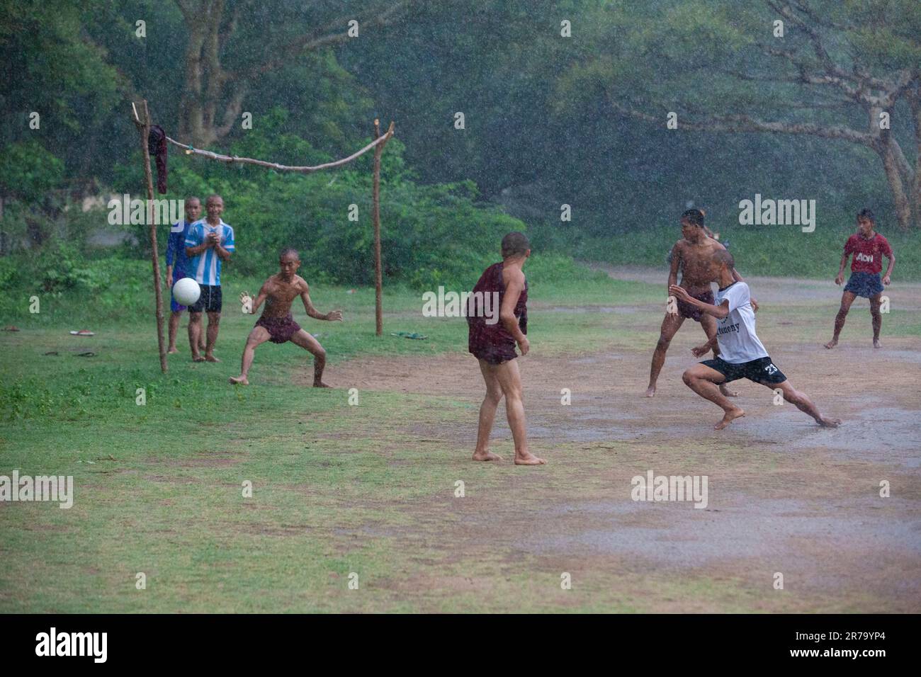 Monks playing soccer in the afternoon, Mandalay, Myanmar Stock Photo ...
