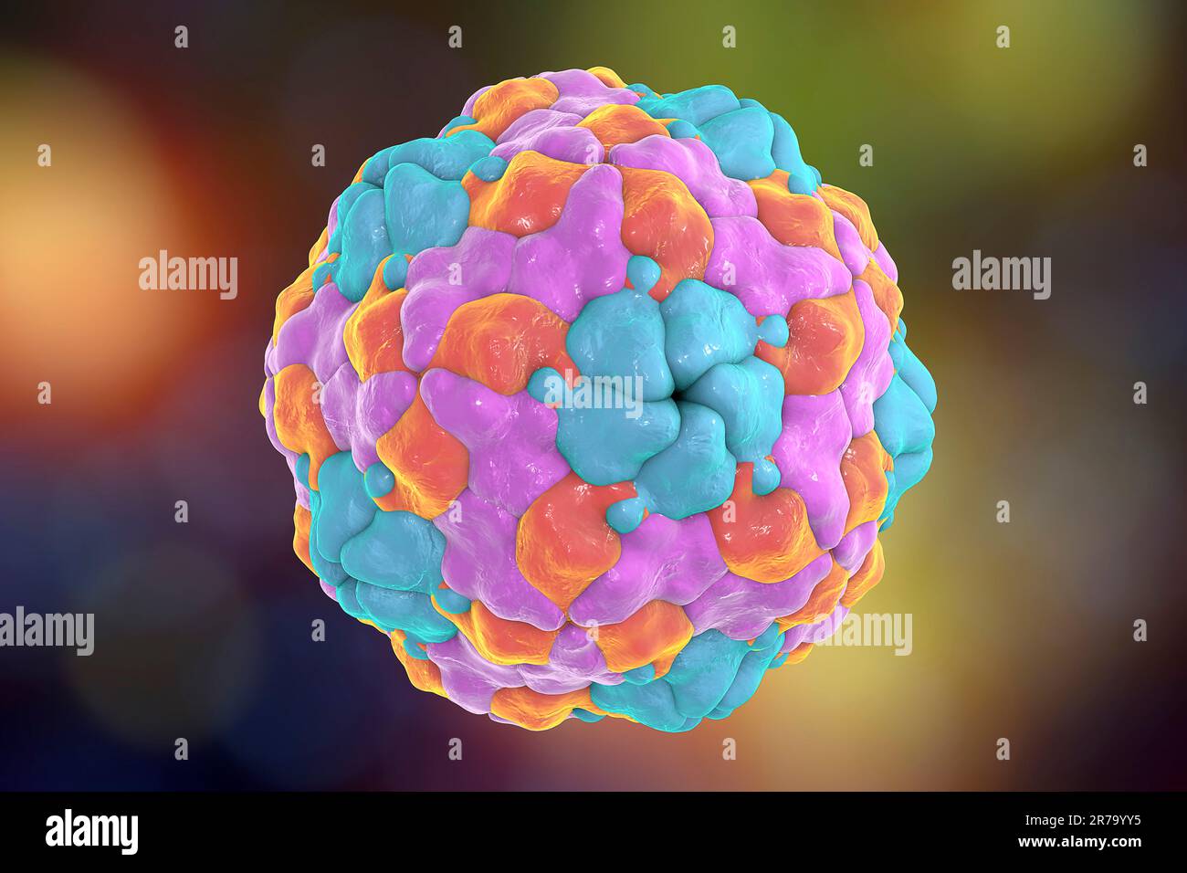 Human Parechovirus on colorful background, 3D illustration ...