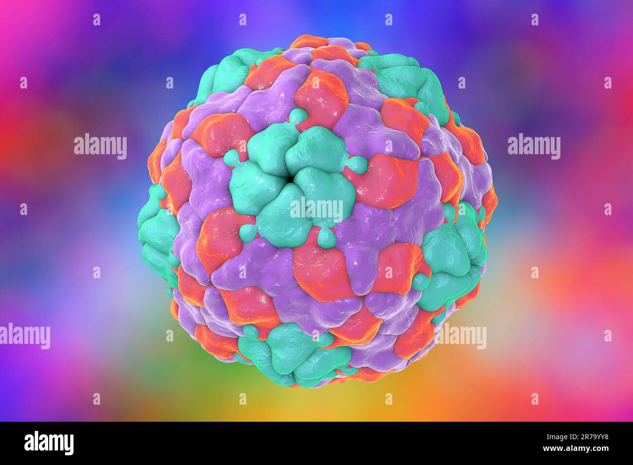 Human Parechovirus on colorful background, 3D illustration ...