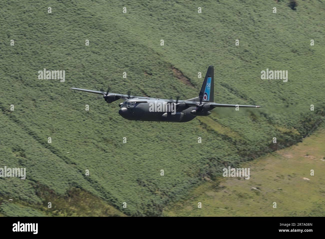 A Three ship of RAF C-130 Hercules flypast as the Royal Air Force mark ...