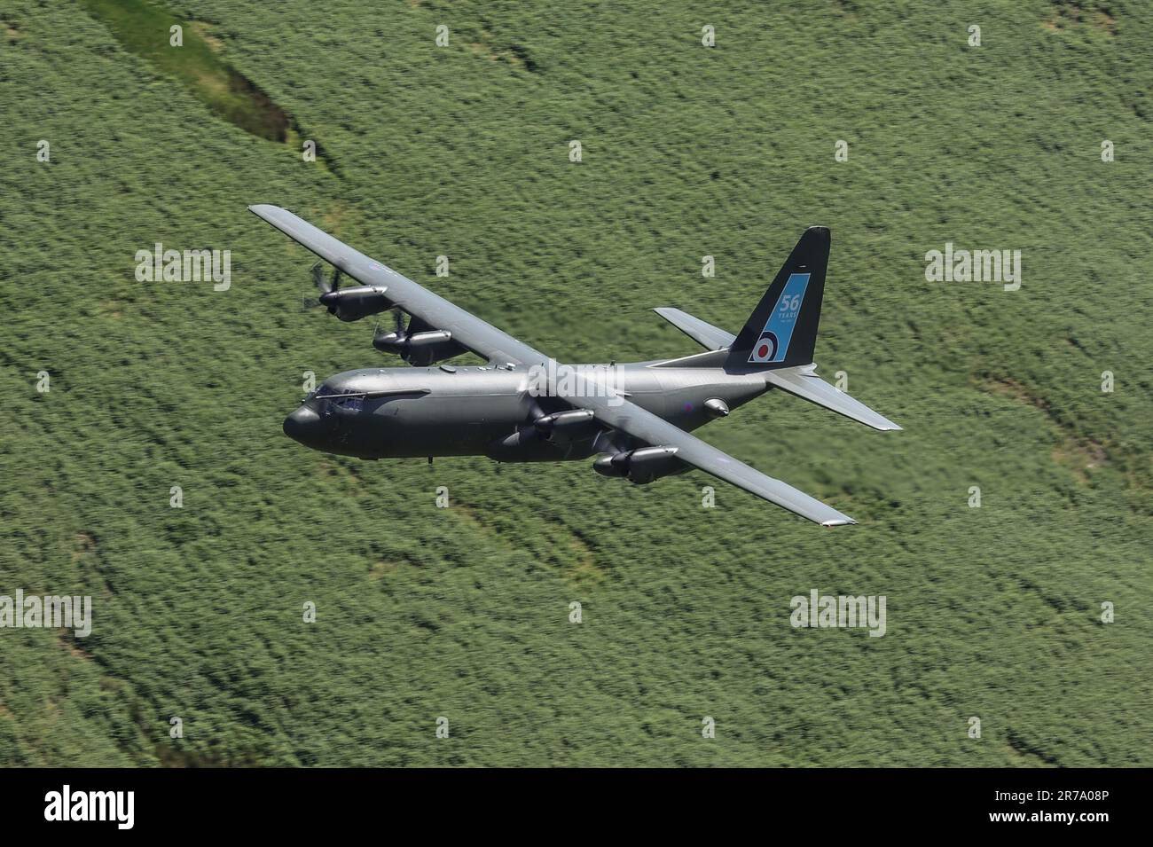 A Three ship of RAF C-130 Hercules flypast as the Royal Air Force mark ...