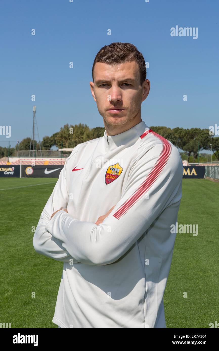 Footballer Edin Zdeko at the Roma training ground at Trigoria sports ...