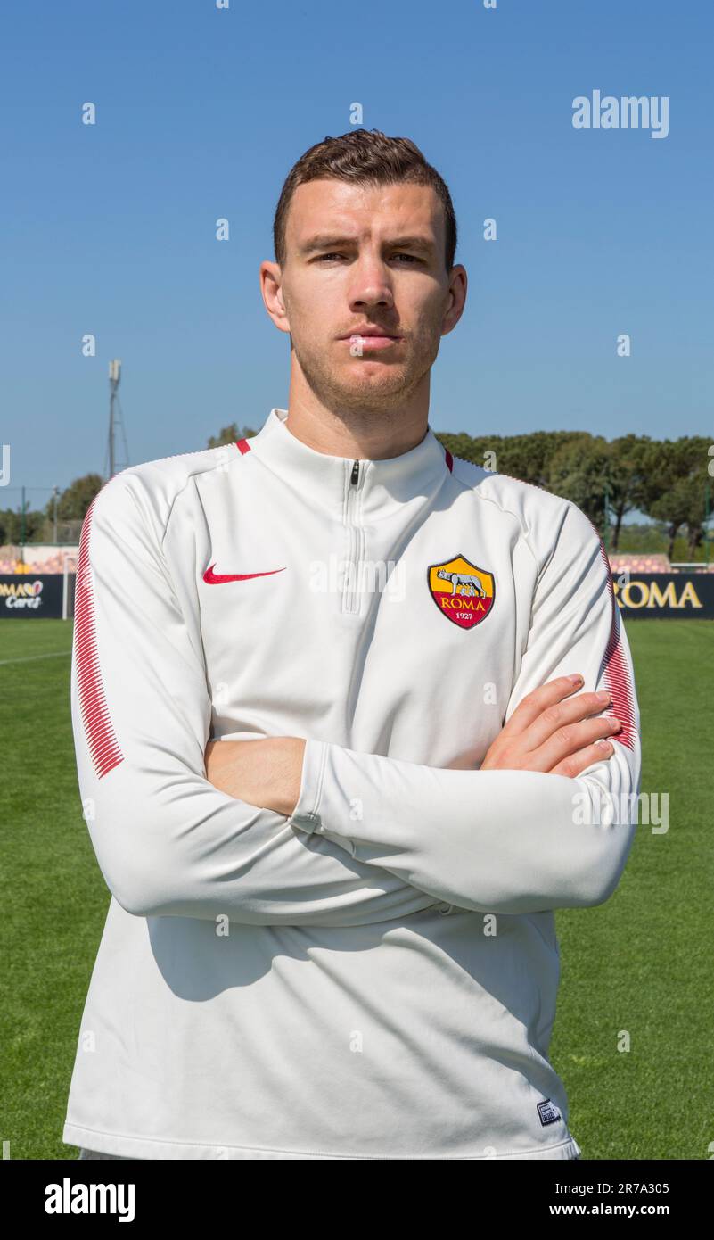 Footballer Edin Zdeko at the Roma training ground at Trigoria sports ...