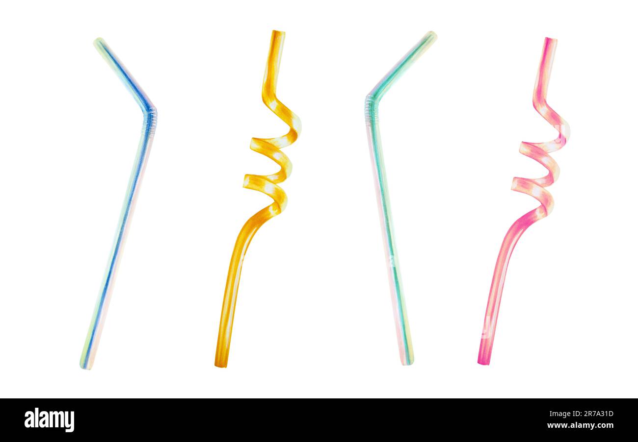Watercolor illustration of straws for cocktail isolated on white ...