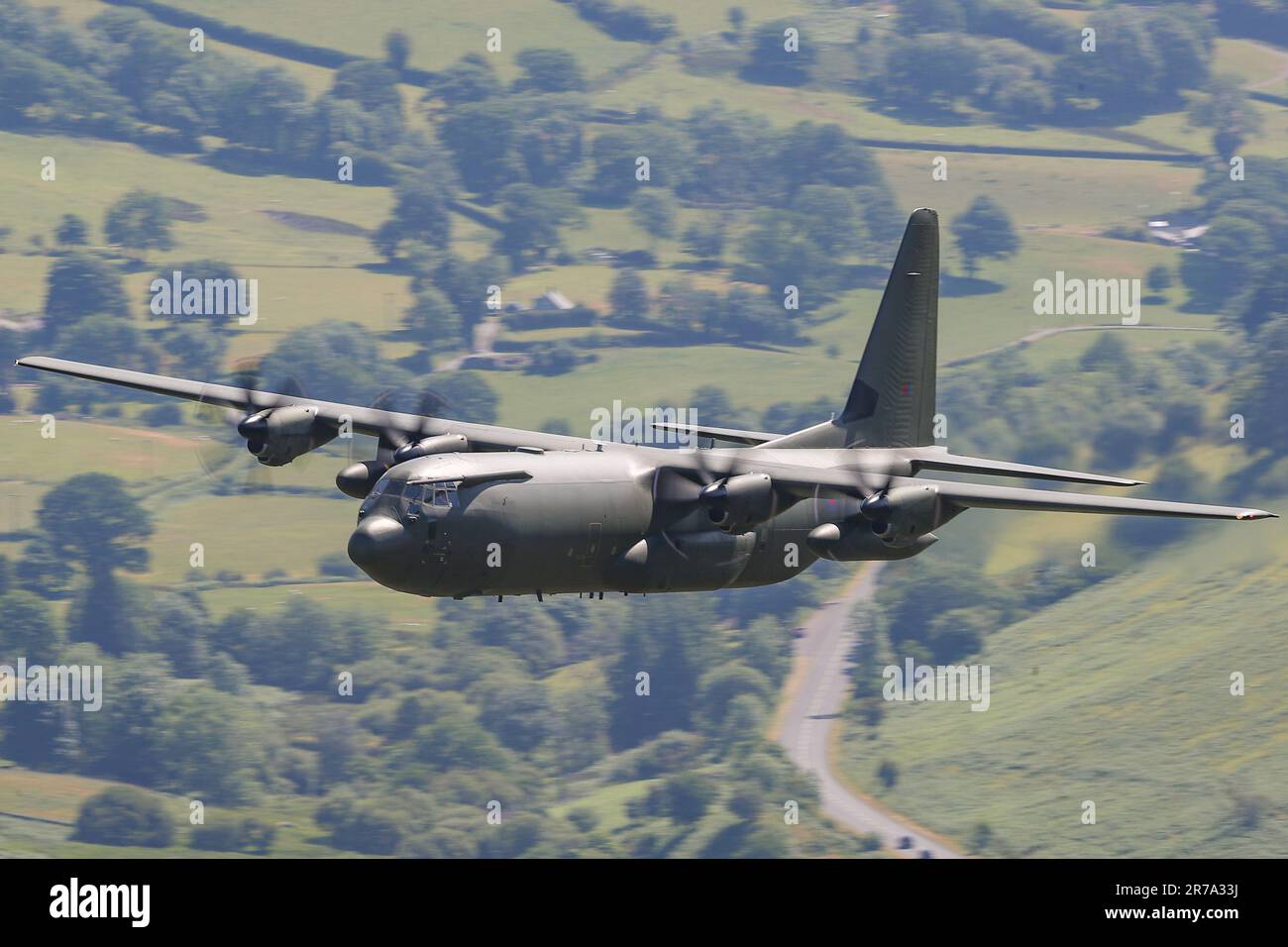 A Three ship of RAF C-130 Hercules flypast as the Royal Air Force mark ...