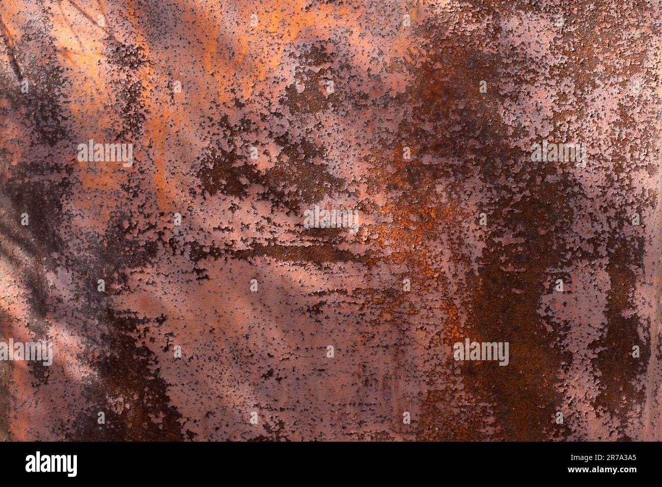 Rusty metal background. Red metal texture with rust. Rust stains a lot ...