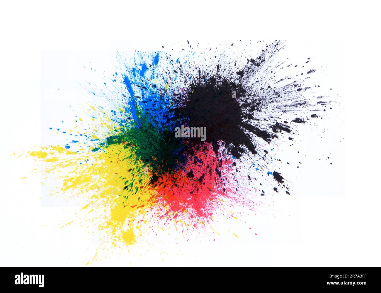 cmyk toner powder (cyan, magenta, yellow, black) isolated on white ...