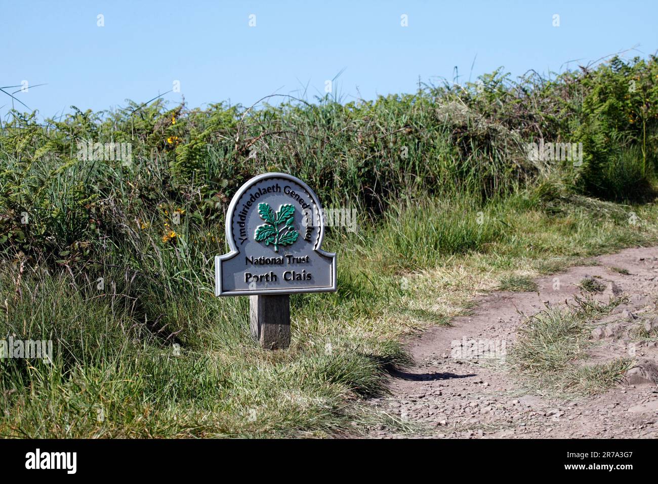 National Trust sign for Porth Clais, Pembrokeshire coastal path Stock ...