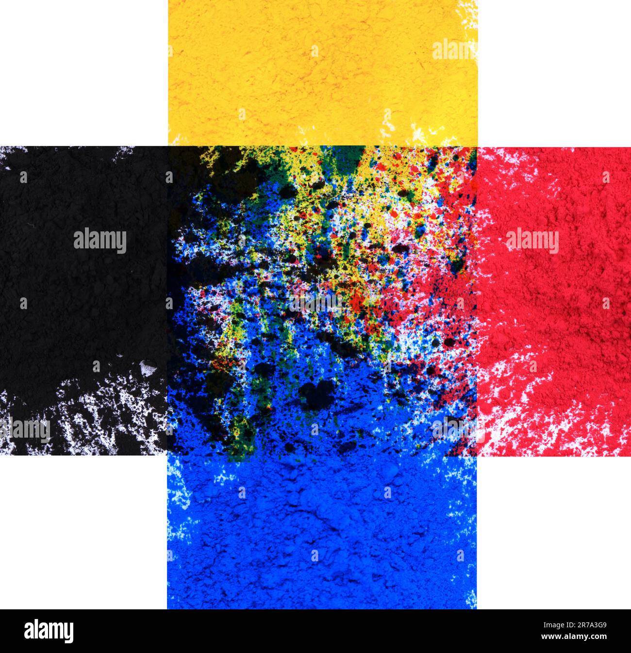 cmyk toner powder (cyan, magenta, yellow, black) isolated on white ...