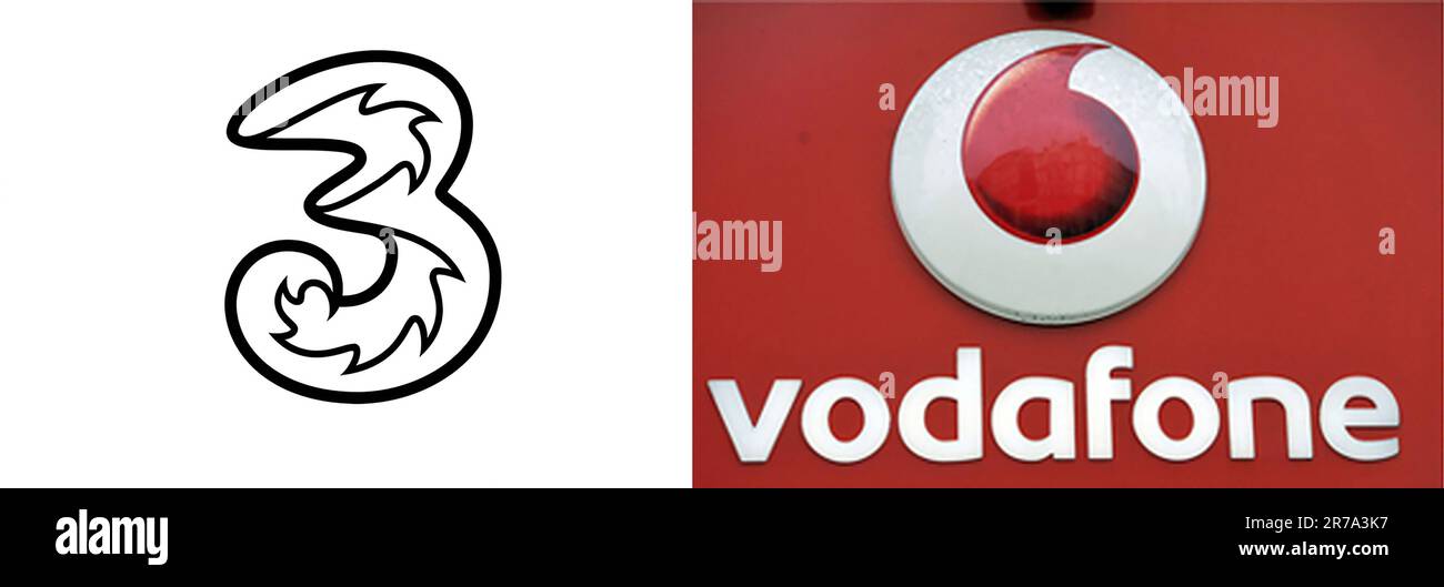 Composite of undated handout file photos issued by Three and Vodafone ...