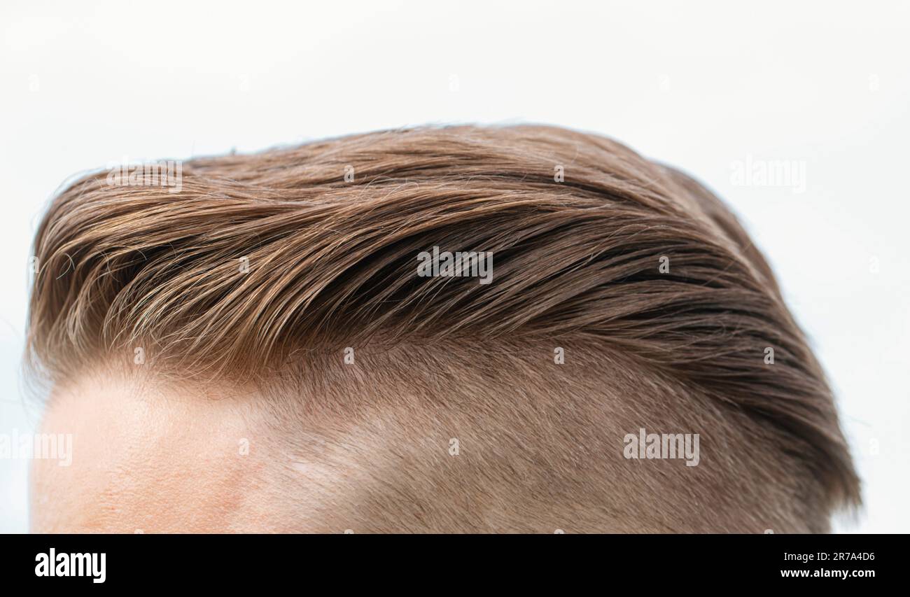 Man hairstyle. Healthy male hair. Dandruff. Grooming and people concept ...