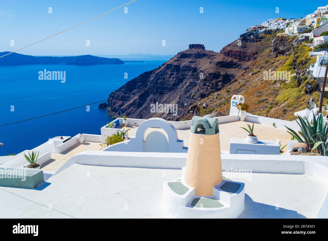 Roof terraces with sea views in Fira-capital of Santorini or Thira ...