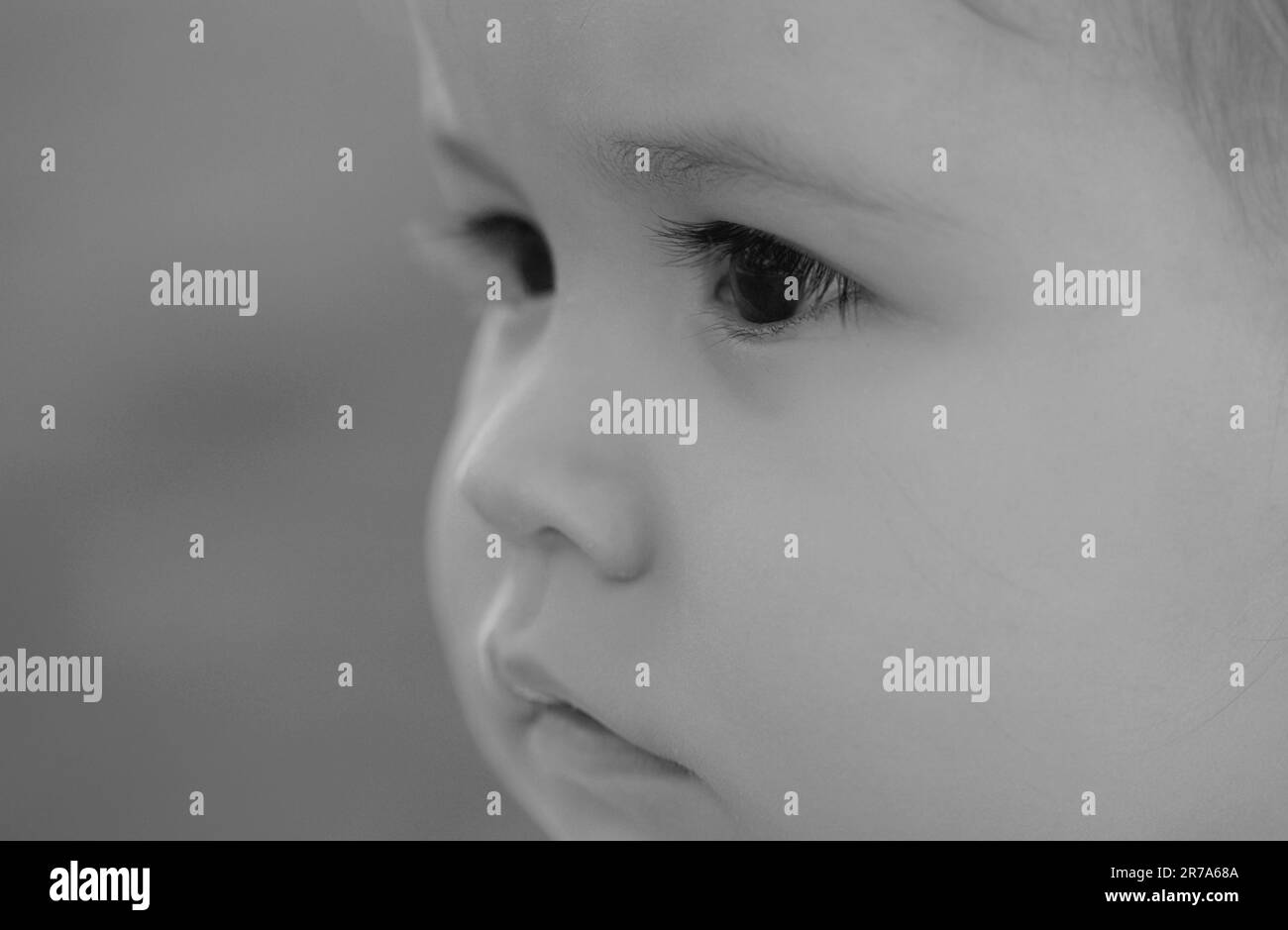 Portrait of little baby. Concept of kids macro cropped face close-up ...