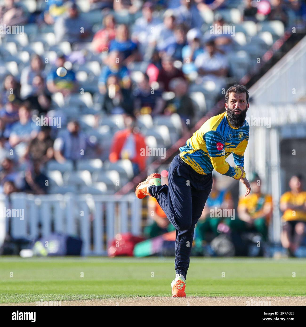 Moeen Ali bowling for Bears taken in Birmingham, UK on 3 Jun 2023 ...