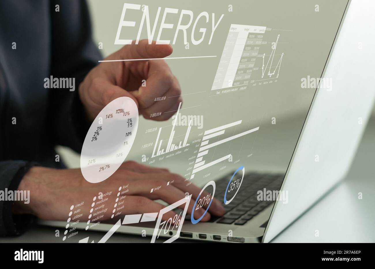 virtual screen with energy percentages hologram, virtual screen icons ...