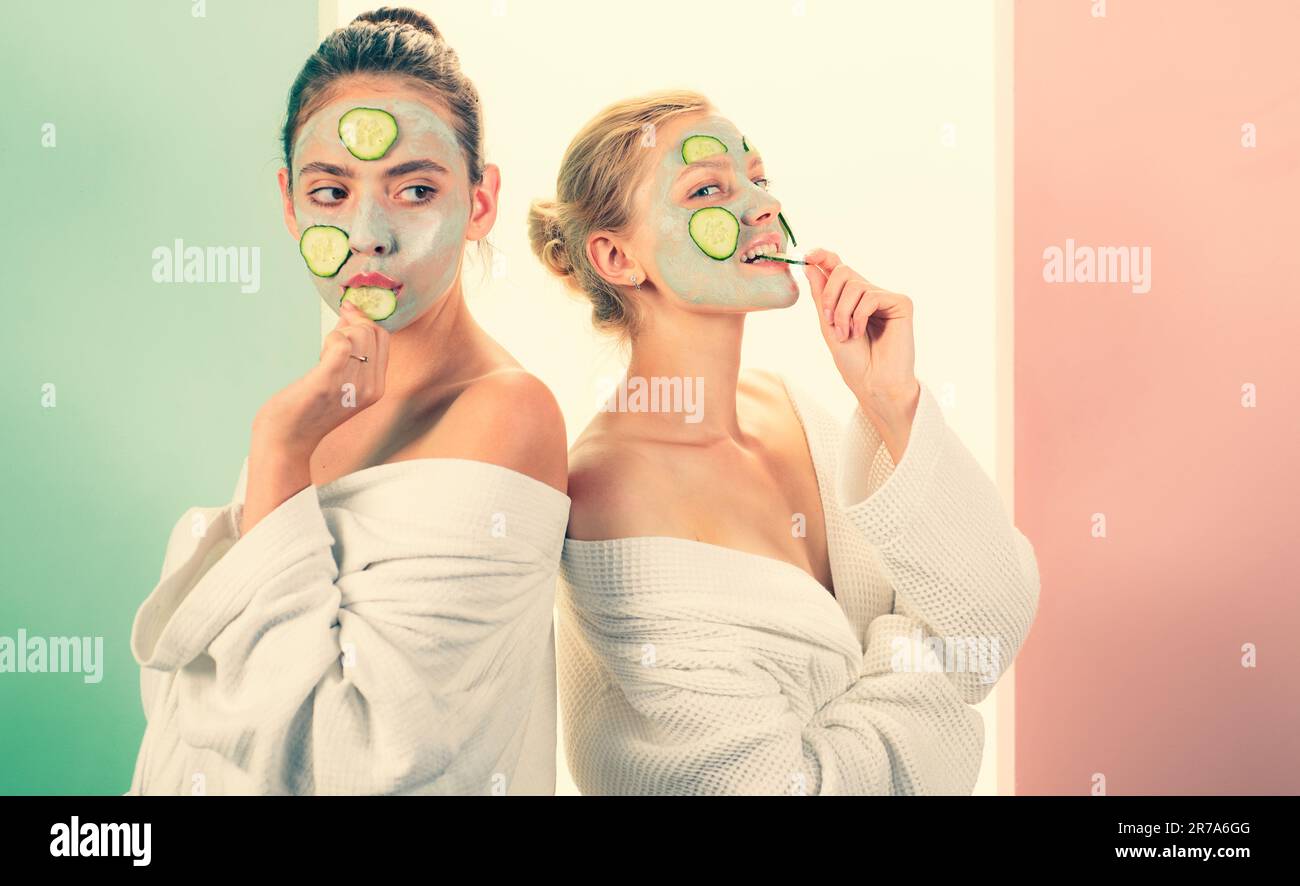 Portrait Of two Beautiful Young Female Models With Natural Facial ...