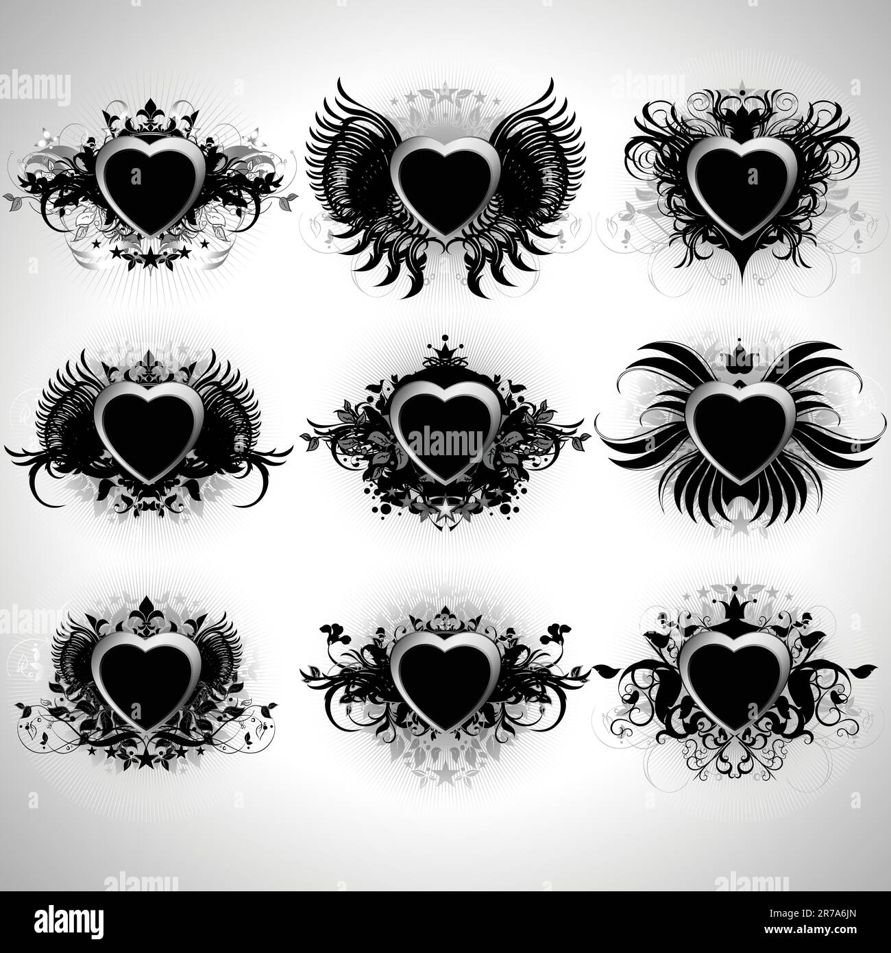 heart forms with ornate elements, this illustration may be useful as ...