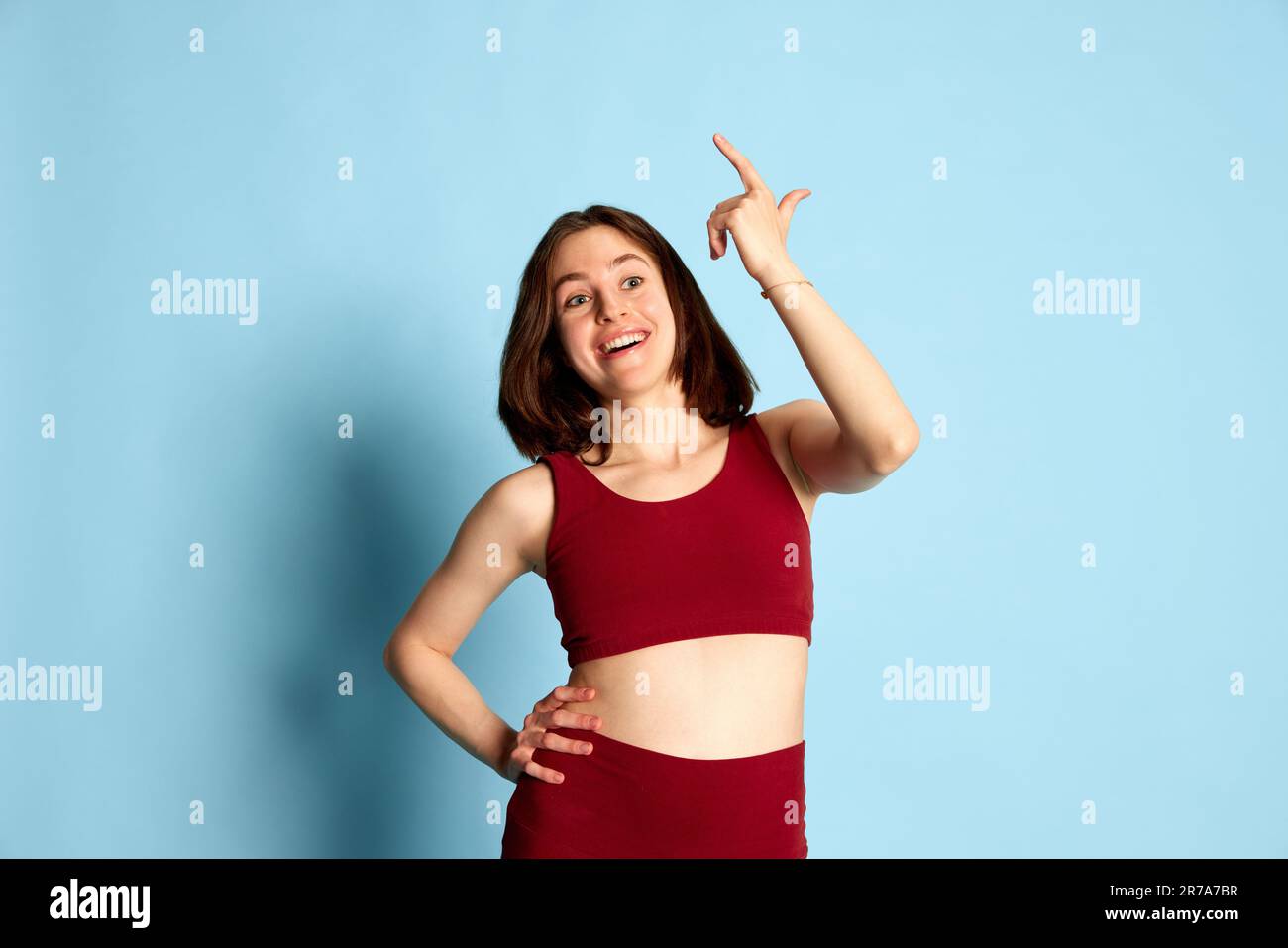 Portrait of young beautiful emotive girl with positive face generating ...