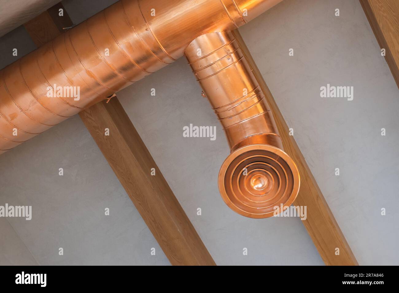 Air conditioner system opening on loft style on ceiling. Ventilation ...