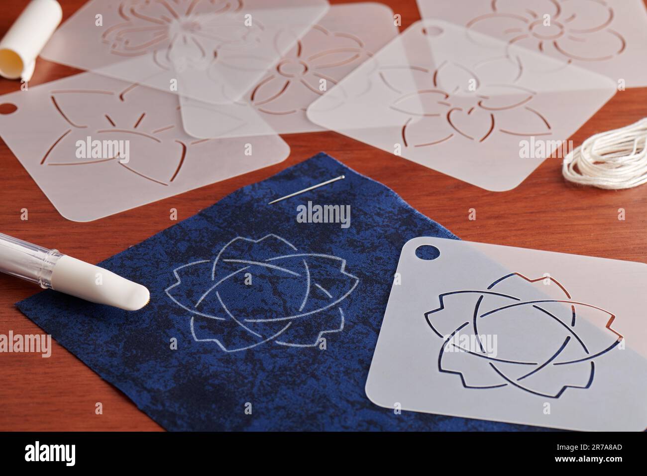 Preparing for Japanese embroidery sashiko. Templates, threads, tailor ...