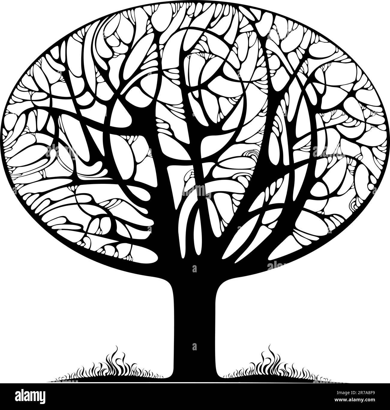 Graphic stylized tree icon with curly branches. Vector nature symbol ...