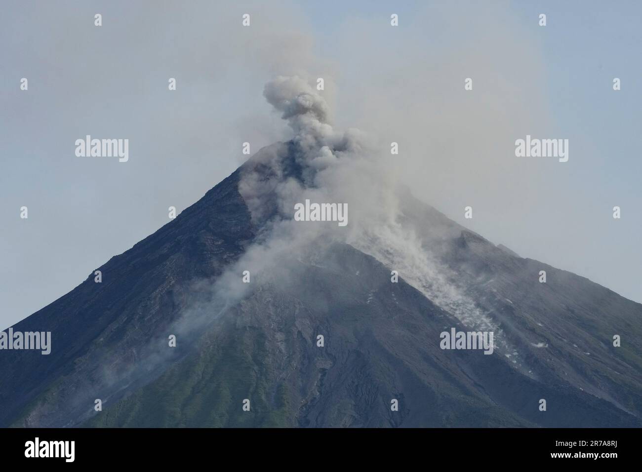Mayon volcano spews ash and lava as seen from Daraga town, Albay ...
