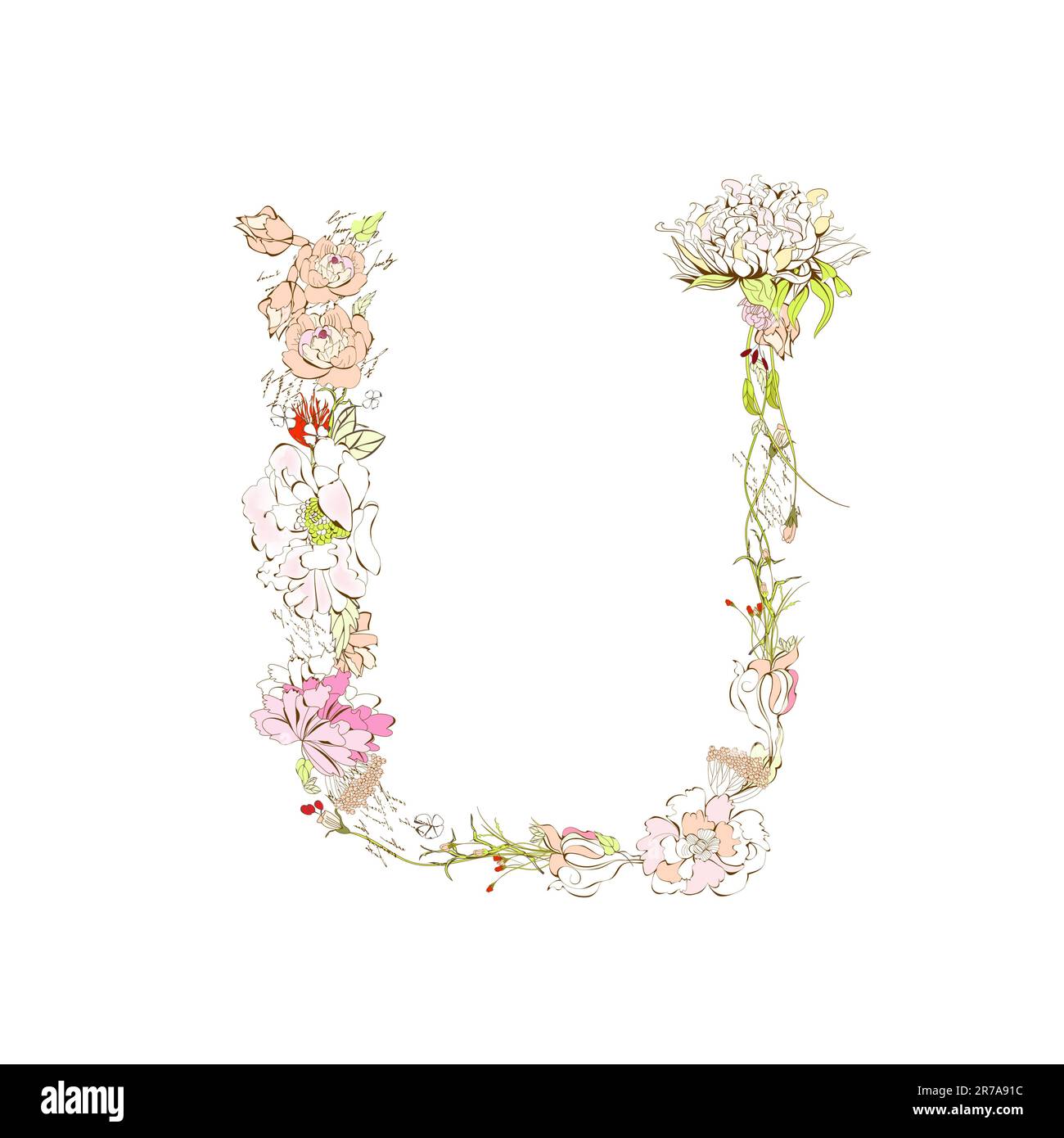 Spring floral font, Letter U Stock Vector Image & Art - Alamy