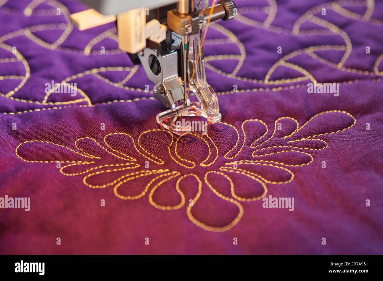 Process quilting with an electric sewing machine by using a free-motion ...
