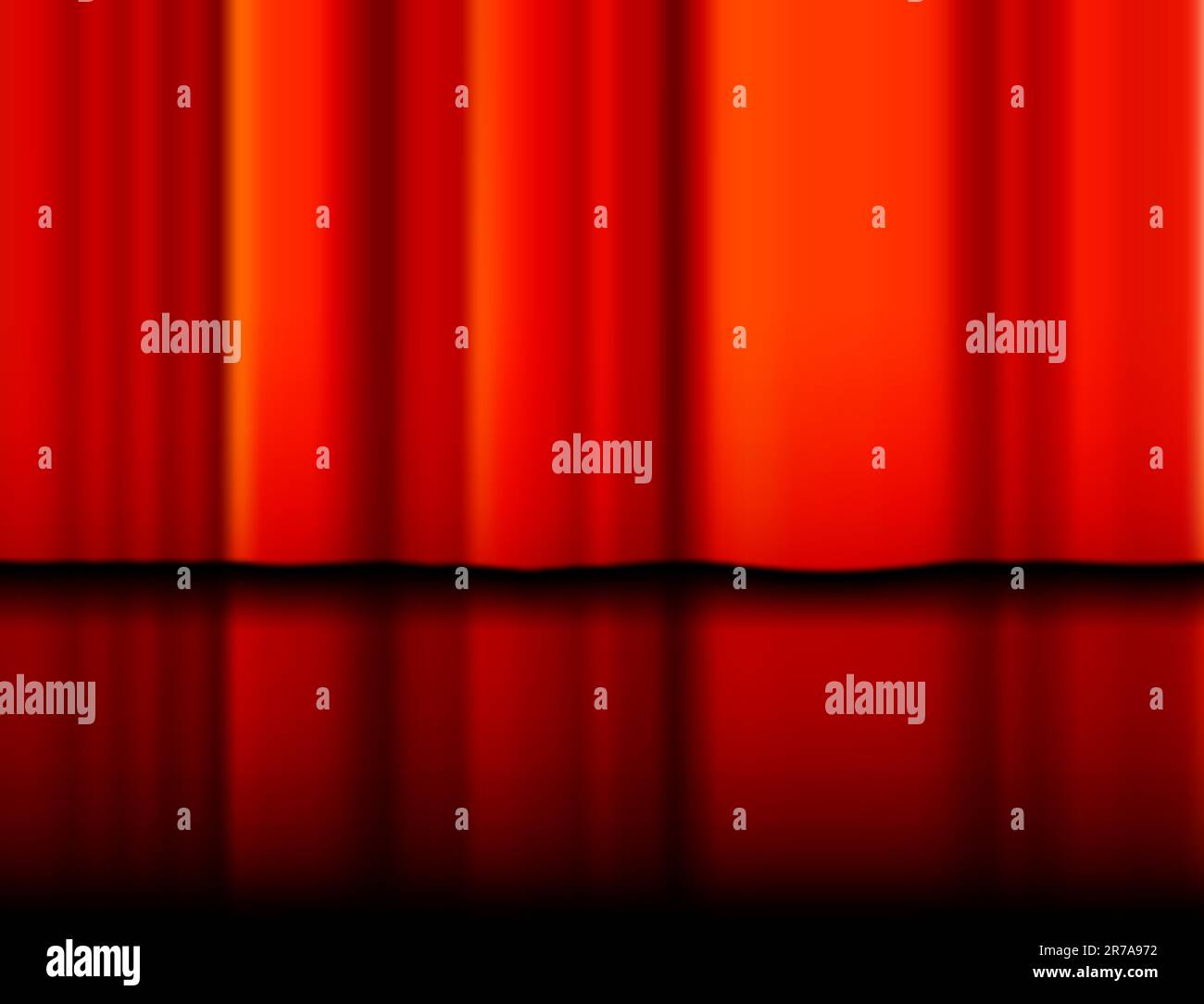 Editable vector illustration of a red curtain and reflection made with ...
