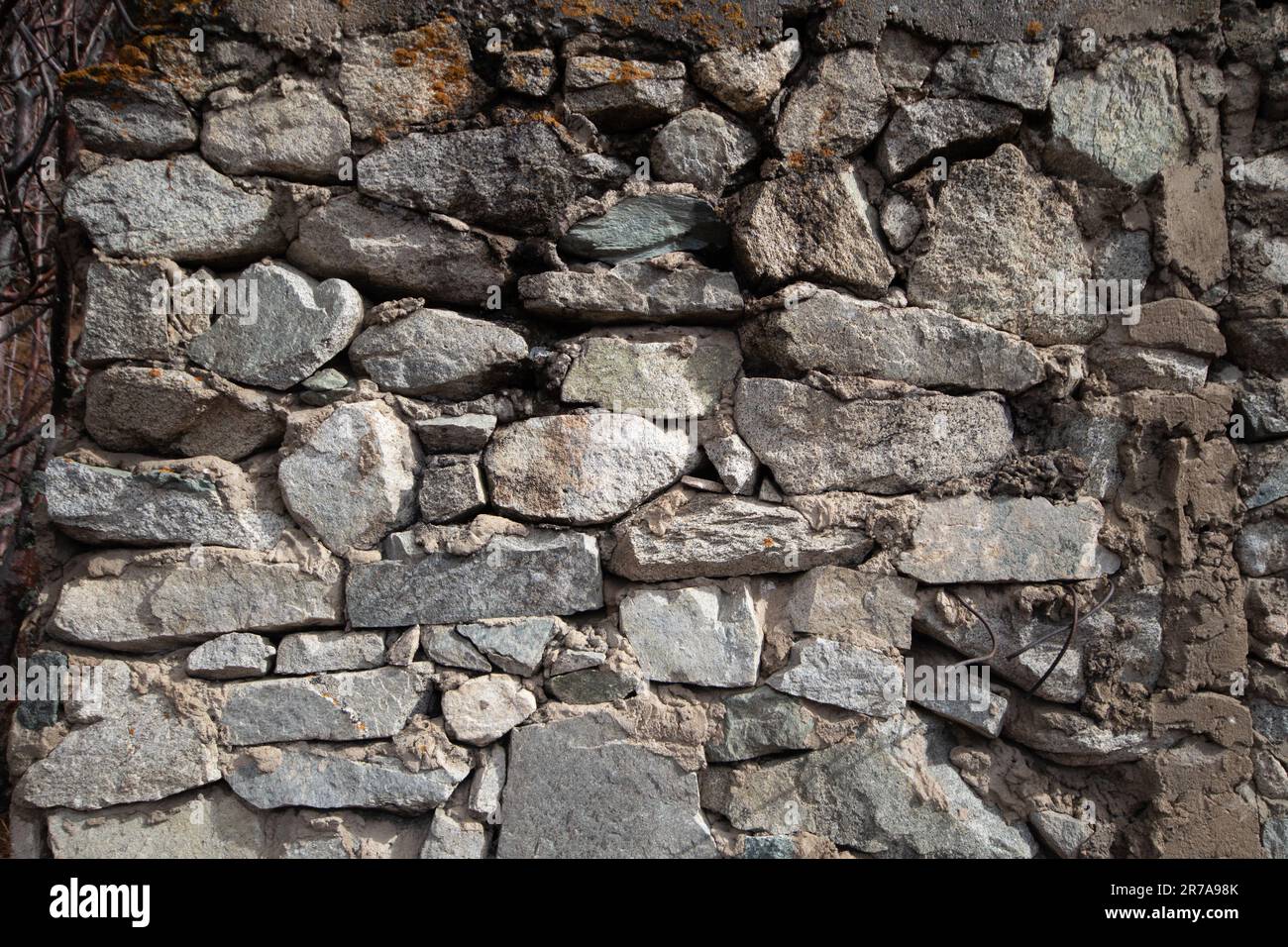 Medieval grunge background of natural stones bonded with cement mortar ...