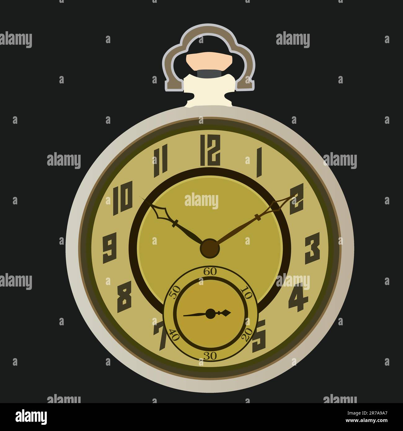 vector illustration of a vintage old pocket watch Stock Vector Image ...