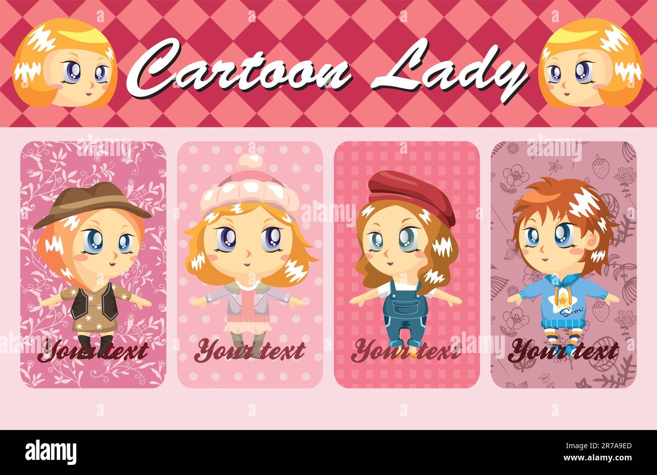 cute girl card Stock Vector Image & Art - Alamy