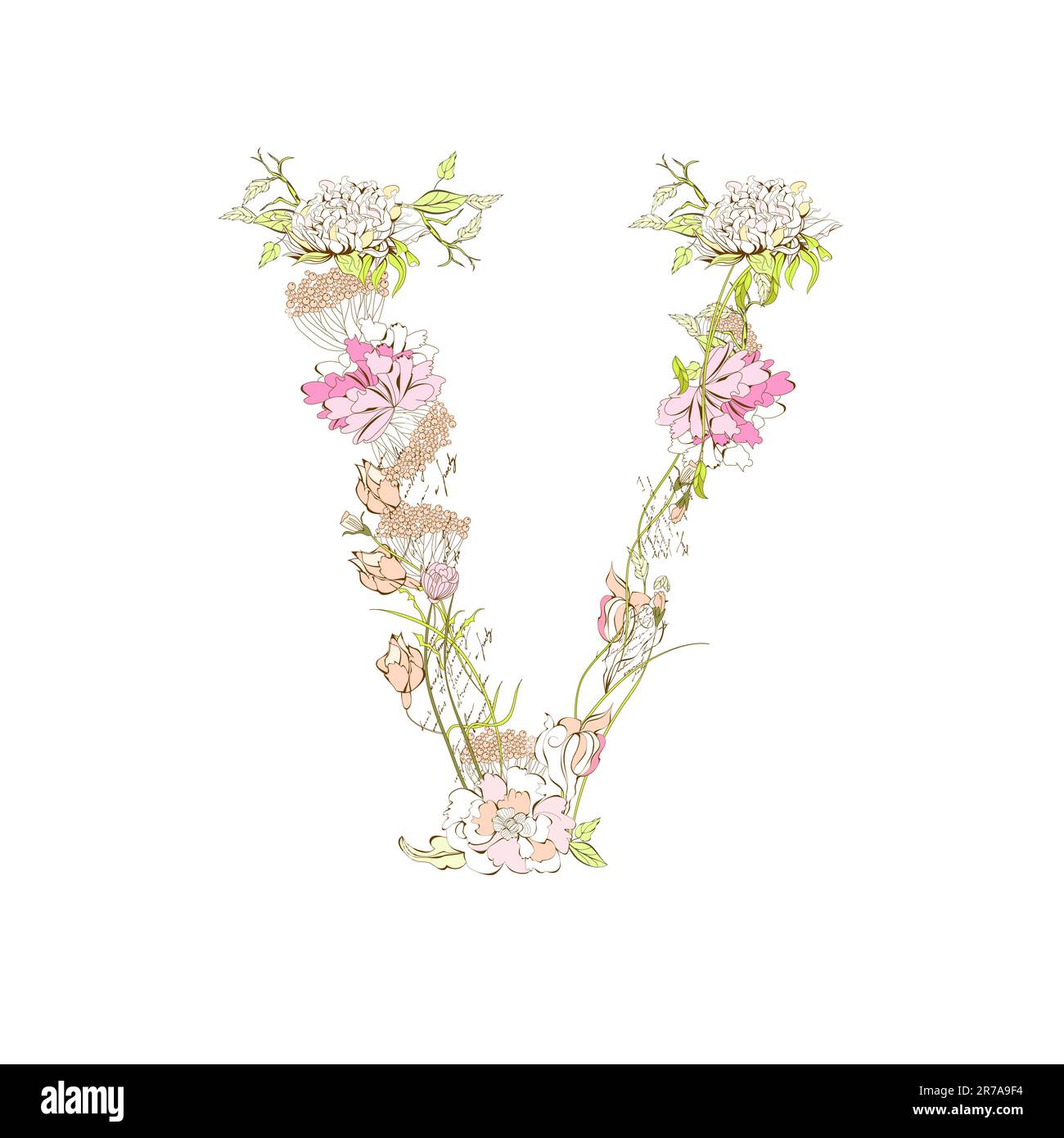 Spring floral font, Letter V Stock Vector Image & Art - Alamy
