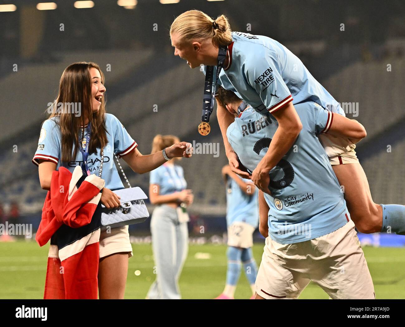 ISTANBUL, TURKEY - JUNE 10: Erling Haaland and his girlfriend and Ruben ...
