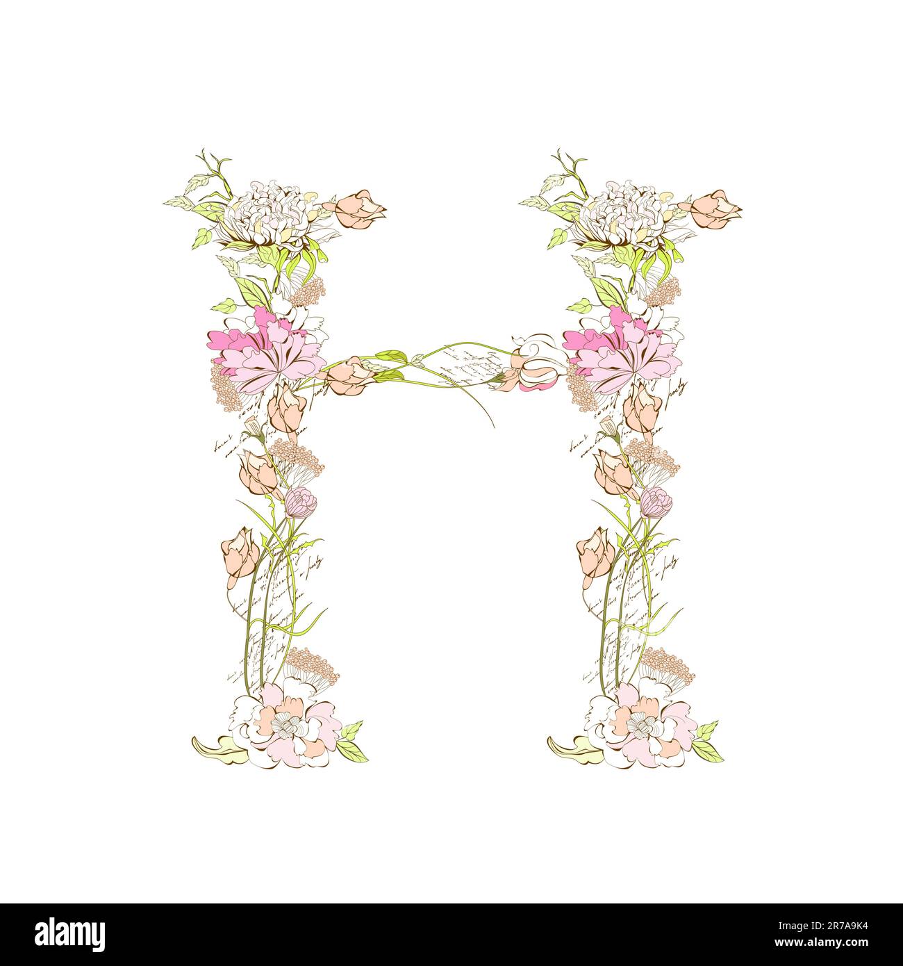 Floral font letter h hi-res stock photography and images - Alamy