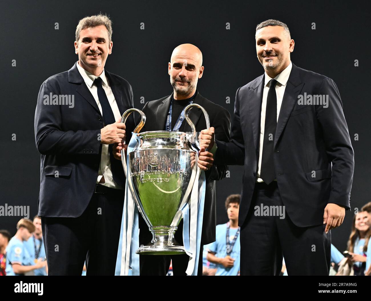 ISTANBUL, TURKEY - JUNE 10: manager Pep Guardiola and Chairman Khaldoon ...