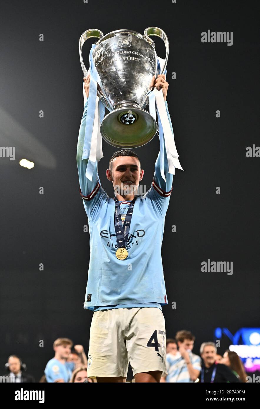 ISTANBUL, TURKEY - JUNE 10: Manchester City player Phil Foden celebrate ...