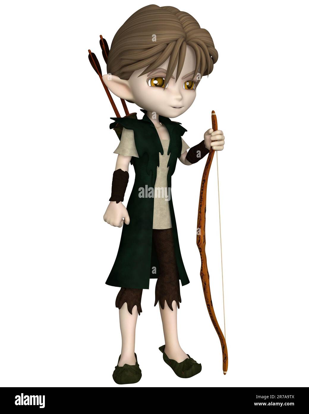 Cute Toon Wood Elf Archer Boy Stock Photo - Alamy