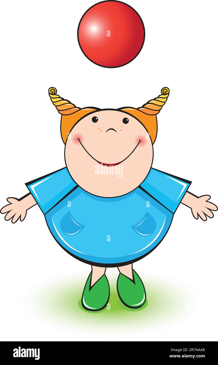 Little girl playing with a red ball Stock Vector Image & Art - Alamy