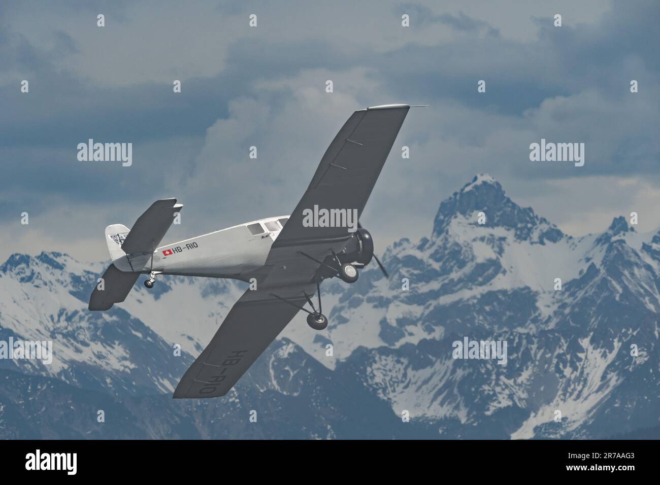 Rhine Valley, Saint Gallen, Switzerland, May 20, 2023 HB-RIO Junkers ...